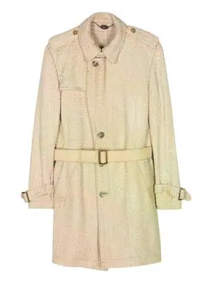 Fendi 2000s Leather Double-breasted Coat - Neutrals