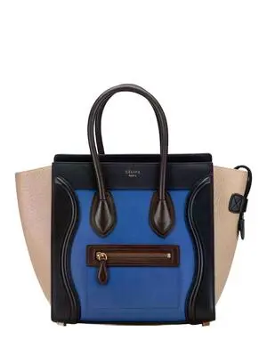 Celine 2015 Micro Tricolor Leather Luggage Tote Bag - Blue
