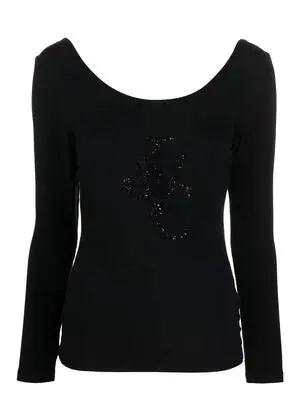Versace 2000s Sequinned Long-sleeved Top - Black