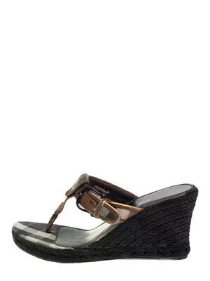 Burberry Metallic Wedge Sandals - Black