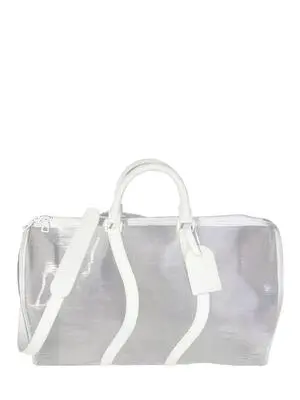 LOUIS VUITTON Keepall Bandoulière 50 Travel Bag - White