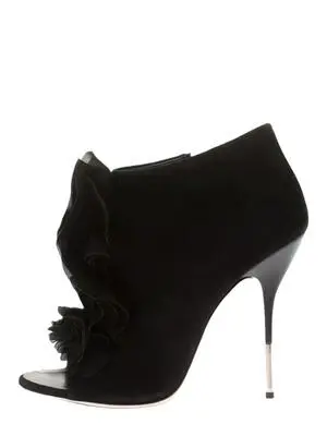 GIUSEPPE ZANOTTI 135mm Ruffle Suede Booties - Black