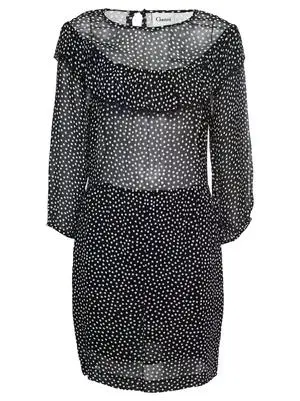 GANNI Polka Dot Ruffled Dress - Black