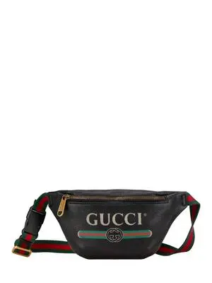 Gucci 2000-2015 Leather Logo Belt Bag - Black