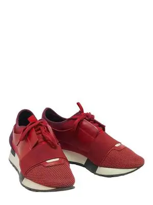 Balenciaga Race Runner Leather Mesh Sneakers - Red