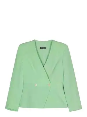 Giorgio Armani 1990s Double-breasted Silk Blazer - Green