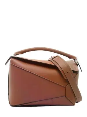 Loewe Puzzle Panelled Leather Tote Bag - Brown