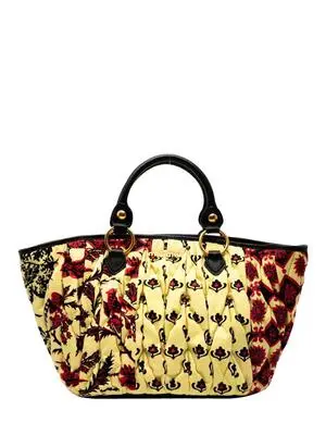 Miu Miu 2012 Limited Edition Matelassé Printed Canvas Handbag - Yellow