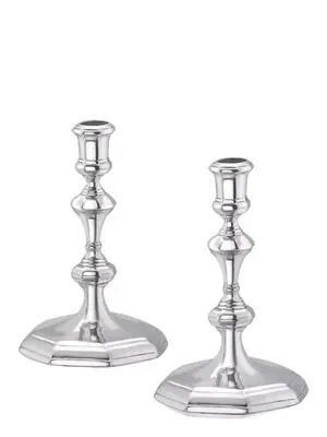 PRAGNELL Queen Anne Britannia Candlesticks - Silver