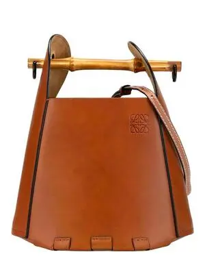 Loewe Calfskin Bamboo Bucket Bag Satchel - Brown