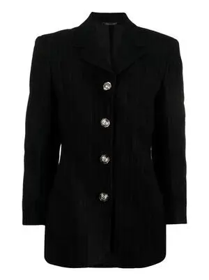Versace 1990s Pinstripe Single-breasted Blazer - Black