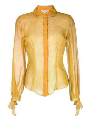 Dior 1999 Bow-cuff Silk Shirt - Yellow