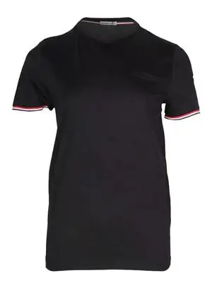 Moncler Striped-cuffs Cotton T-shirt - Black