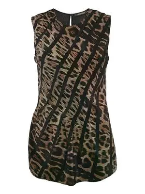 Roberto Cavalli Leopard-print Silk Top - Brown