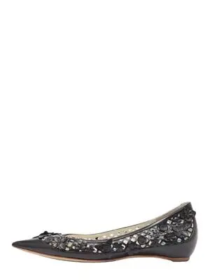 Dior Floral-appliqué Flat Pumps - Black