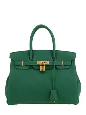 Hermès 2024 Birkin 30 Leather Tote Bag - Green