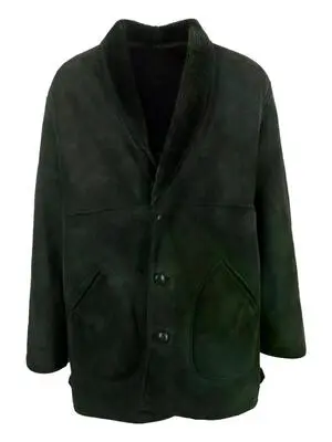 Burberry 2000s Buttoned Sheepskin Coat - Green