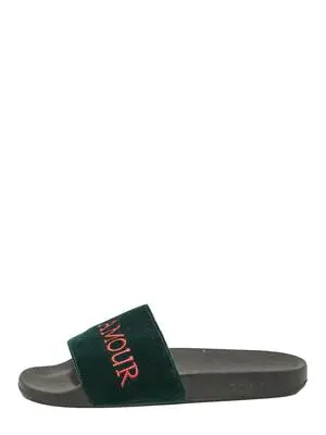 Gucci Velvet Flat Sandals - Green