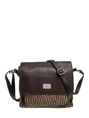 AIGNER Monogrammed Flap Shoulder Bag - Brown