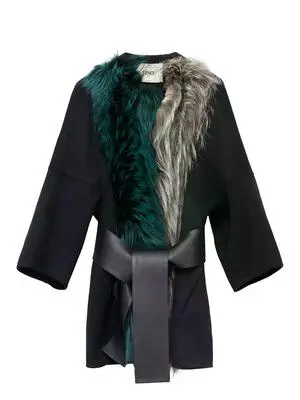 Fendi Fur-trim Wool Coat - Black