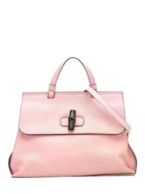Gucci Leather Bamboo Daily Satchel - Pink