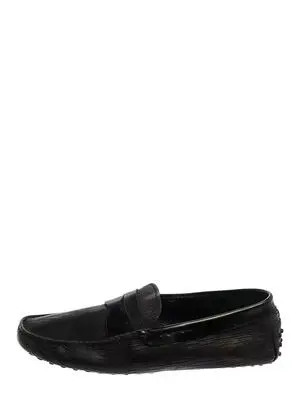 TOD'S Textured-leather Loafers - Black