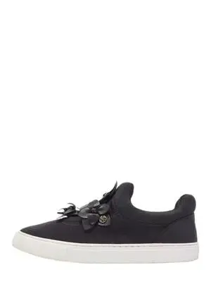 Tory Burch Blossom Flower Leather Sneakers - Black