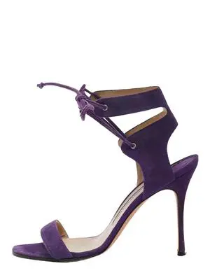 Manolo Blahnik 100mm Laramod Lace-up Sandals - Purple