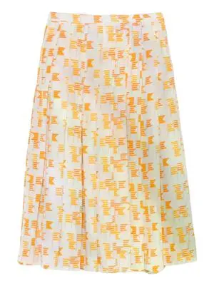 Hermès 1970s Mix-print Midi Skirt - Neutrals
