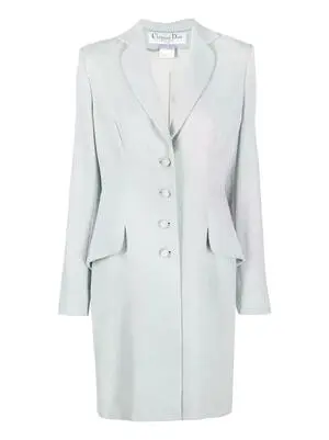 Dior 1990s Single-breasted Textured Coat - Blue