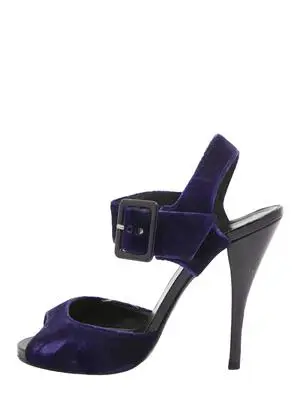 Pierre Hardy 115mm Velvet Sandals With Buckle Detail - Blue