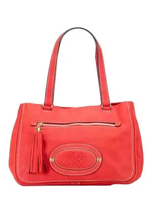 Loewe 2008 Anagram Madrid Fringe Shoulder Bag - Red