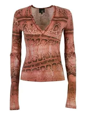 Just Cavalli Python-print V-neck Top - Pink