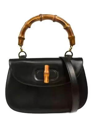 Gucci 1990s Bamboo Leather Handbag - Black
