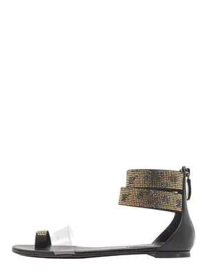 Casadei Crystal-embellished Leather Sandals - Black