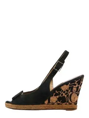 Carolina Herrera 90mm Bow Slingback Wedge Sandals - Black