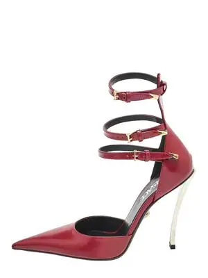 Versace Leather Heeled Pumps - Red