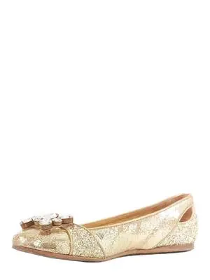 Miu Miu Glitter-detail Ballet Flats - Gold