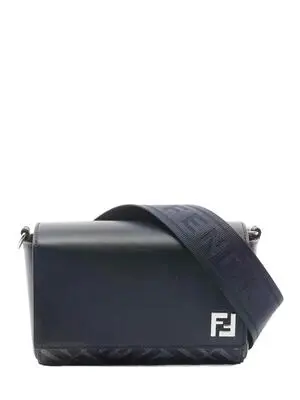 Fendi Ff Squared Compact Leather Shoulder Bag - Blue
