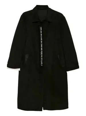 Prada 1990s Crystal-embellished Wool Coat - Green