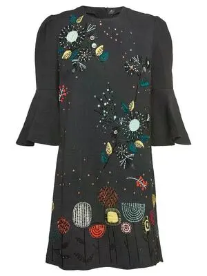 Elisabetta Franchi Floral-embroidered Dress - Black