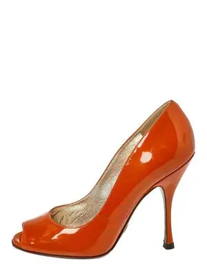 Dolce & Gabbana Patent Leather Peep-toe Pumps - Orange