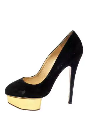 CHARLOTTE OLYMPIA 145mm Dolly Suede Platform Pumps - Black