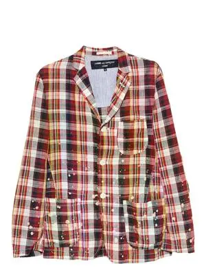 Comme Des Garçons 2012 Bleached Tartan Jacket - Red