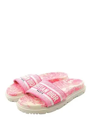 Dior Floral-print Canvas Slide Sandals - Pink