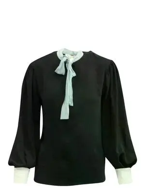 Sandro Bow-detail Long-sleeved Blouse - Black