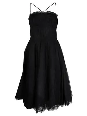 Dolce & Gabbana Ruched Lace Midi Dress - Black