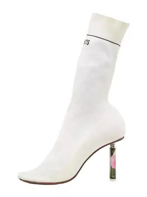Vetements Knit Rose Heel Ankle Boots - White