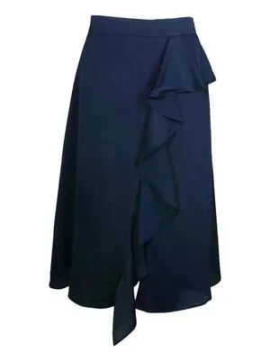 Iris & Ink Ruffled Midi Skirt - Blue