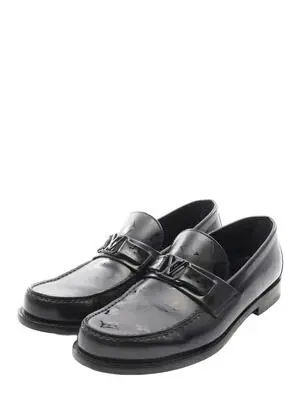 LOUIS VUITTON Monogram Leather Loafers - Black